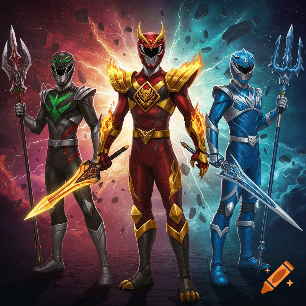 A Red Power Ranger holding a sword stands in a pixelated Super Mario ...