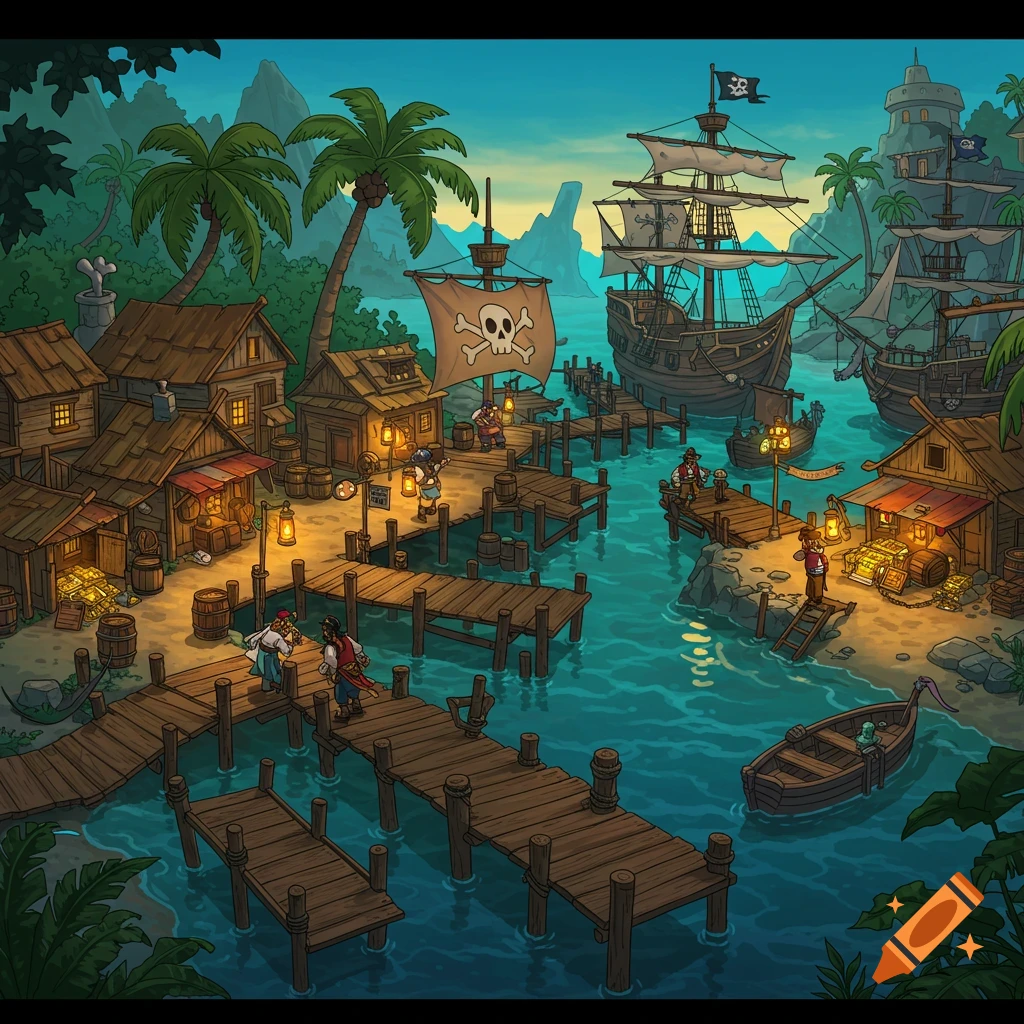 Illustrated map of the island from Lord of the Flies on Craiyon