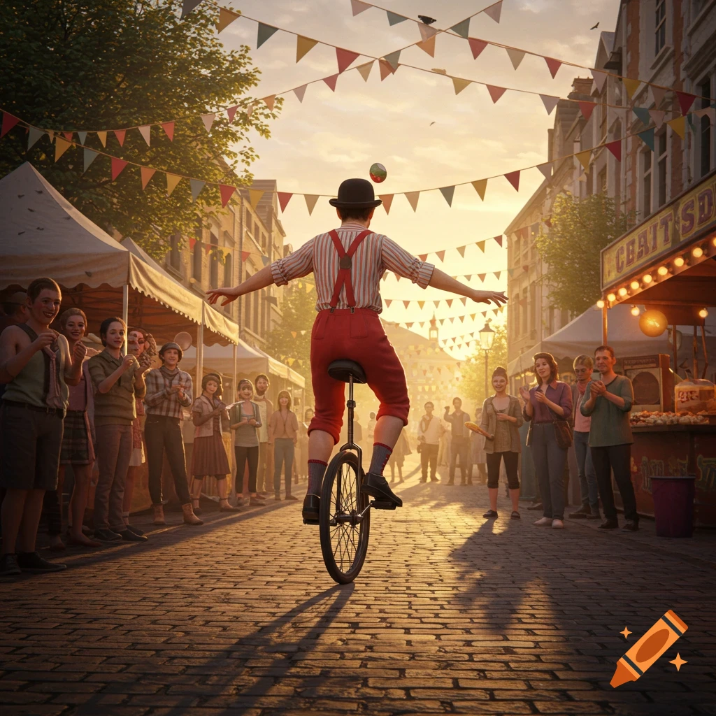 A cartoon molar tooth character in a red polka-dot dress happily rides a bicycle in front of the ...