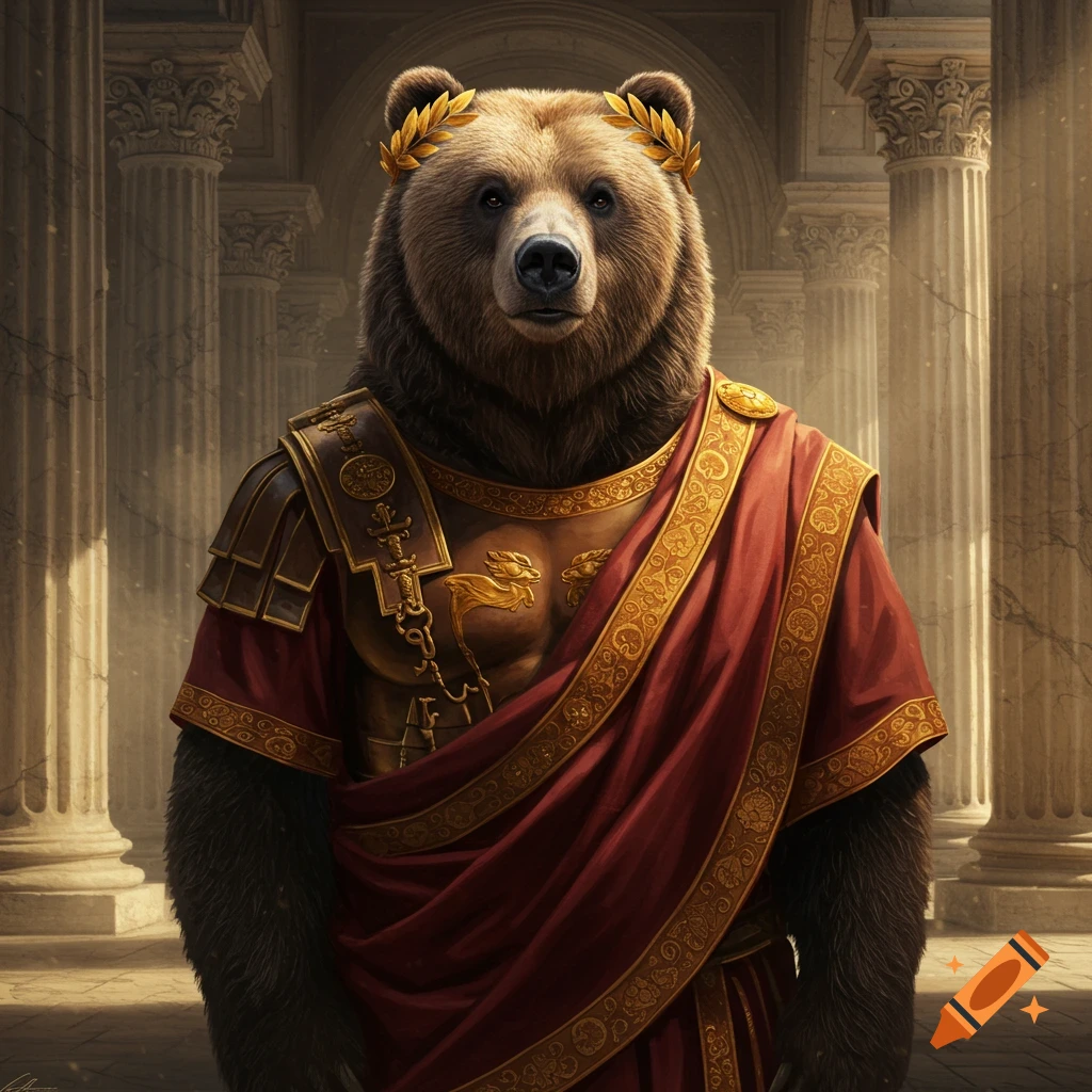 A teddy bear dressed as a Roman centurion on Craiyon