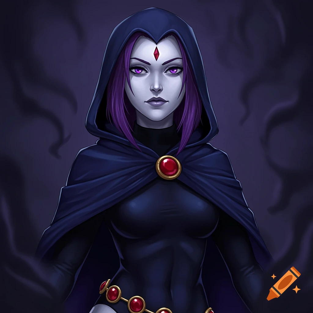 Raven from Teen Titans floats, casting purple magic circles with arcane ...