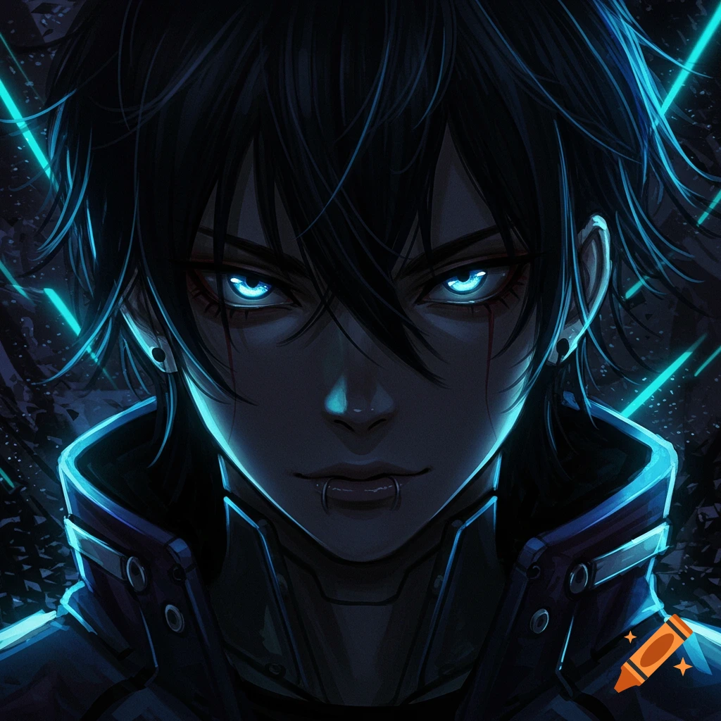 Illustration of a confident chubby anime boy with dark brown undercut ...