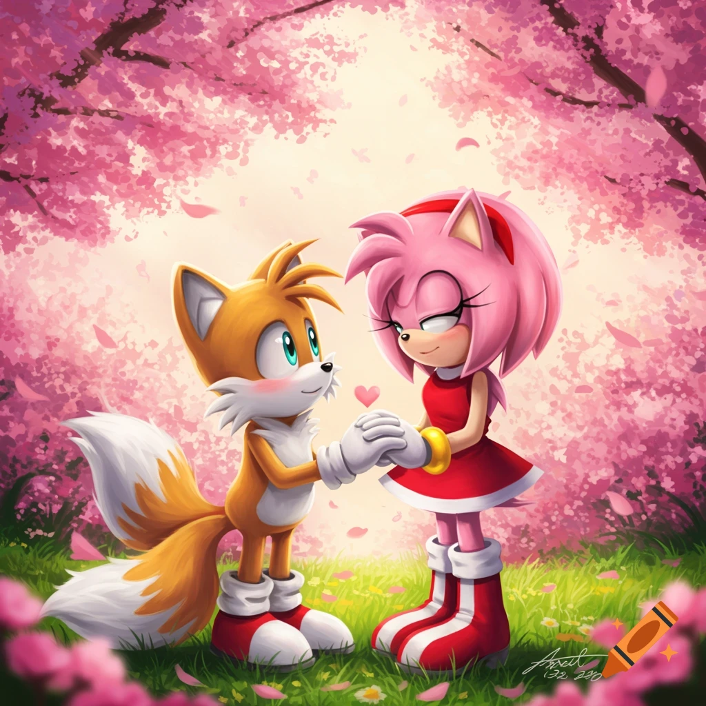 Knuckles the Echidna comforts a crying Tails with a hug in a grassy ...