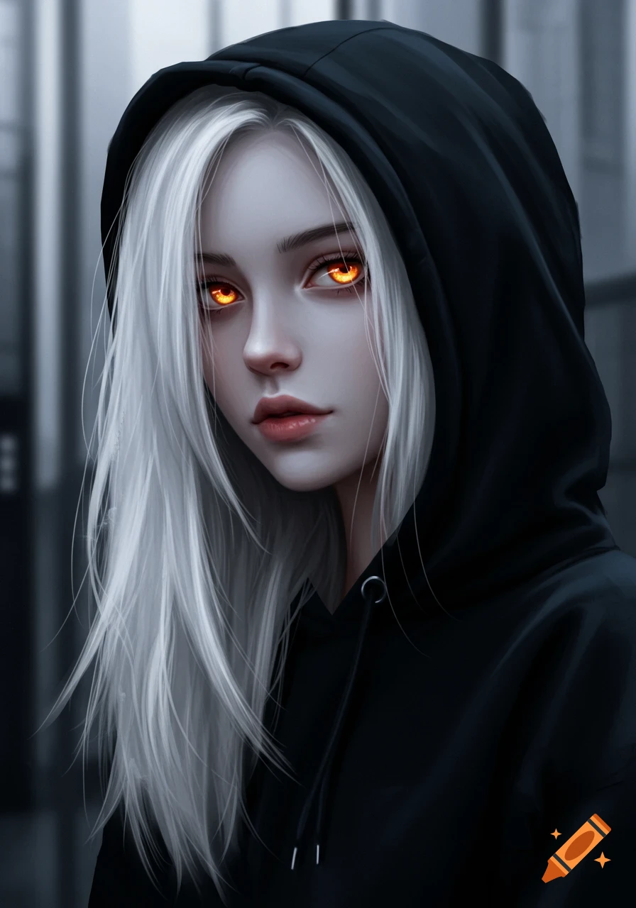 Realistic digital art portrait of an emo woman with red shaggy hair ...