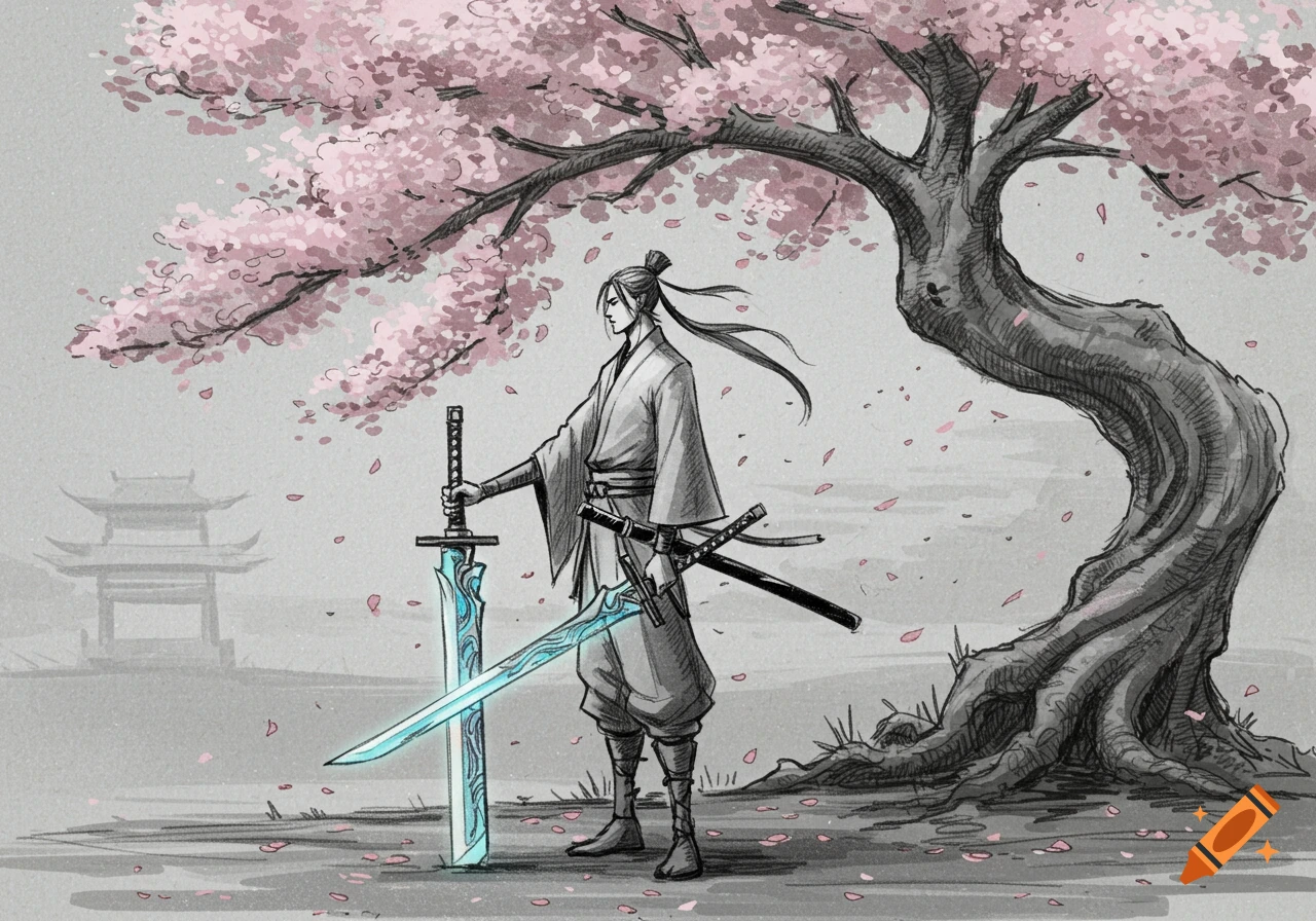 Powerful sword strike in dynamic manga drawing on Craiyon