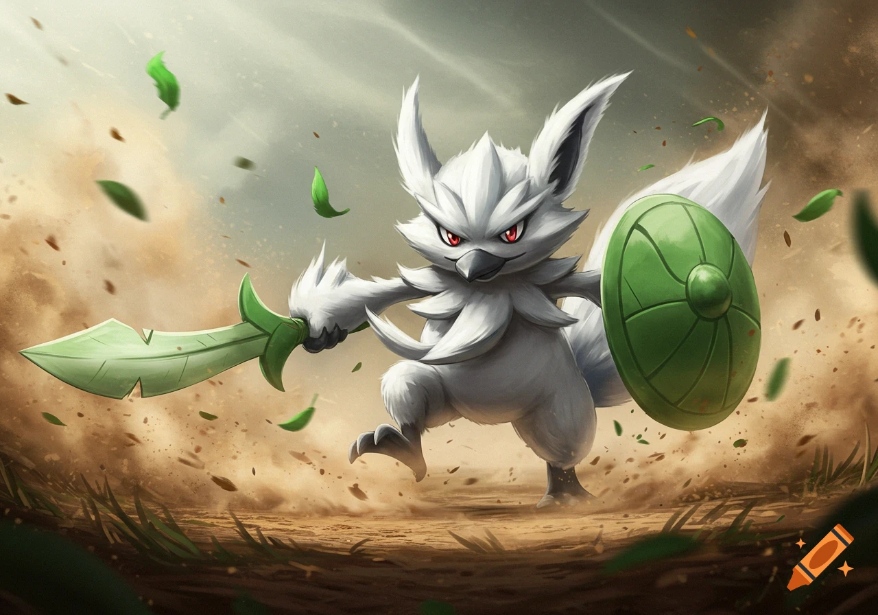 A red and yellow fox-like Pok 00e9mon character with a fiery tail ...