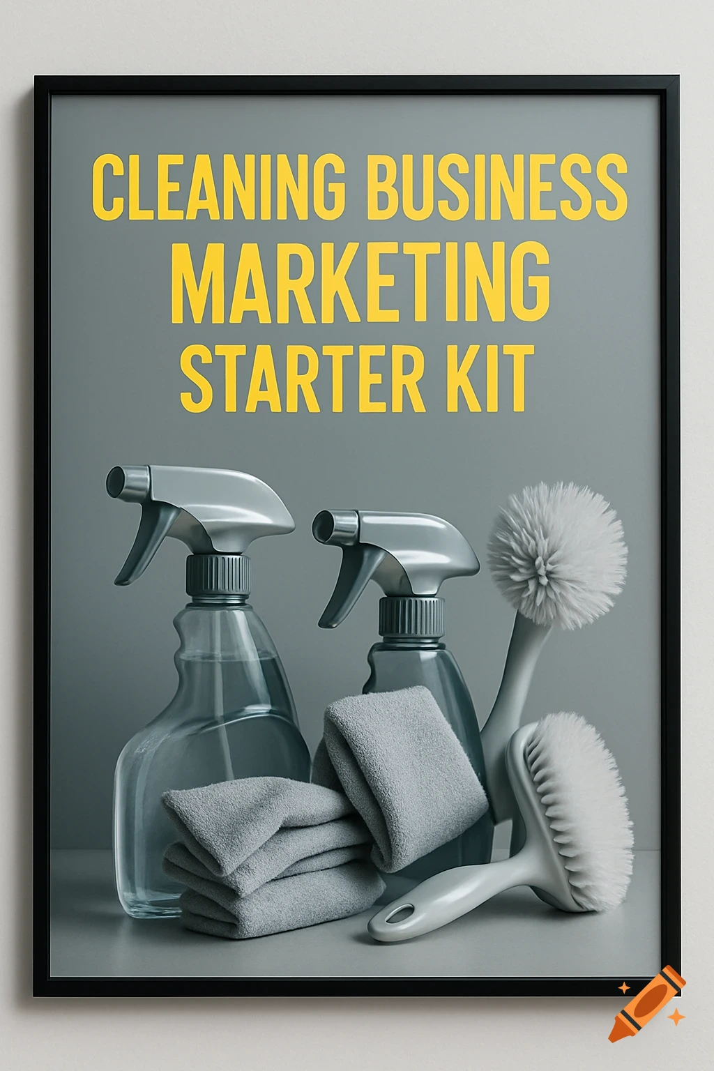 A poster for a cleaning business marketing starter kit, featuring spray ...