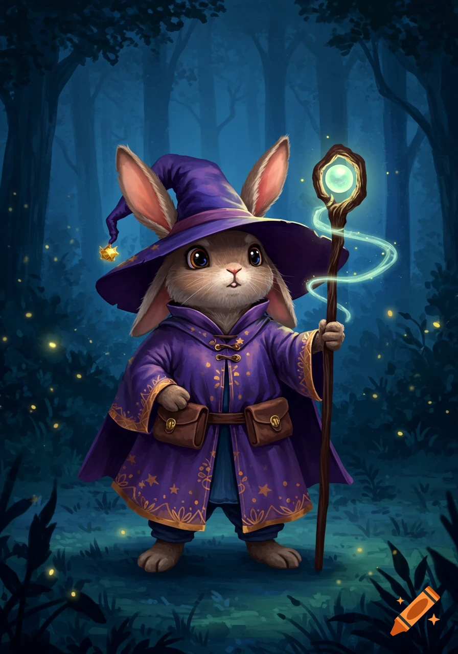A white mouse mage in a blue cloak with golden trim stands on a mossy ...