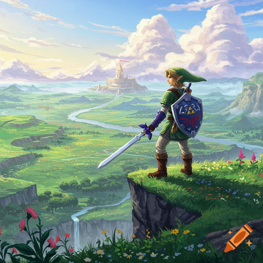 Profile portrait of Link from The Legend of Zelda, looking right ...