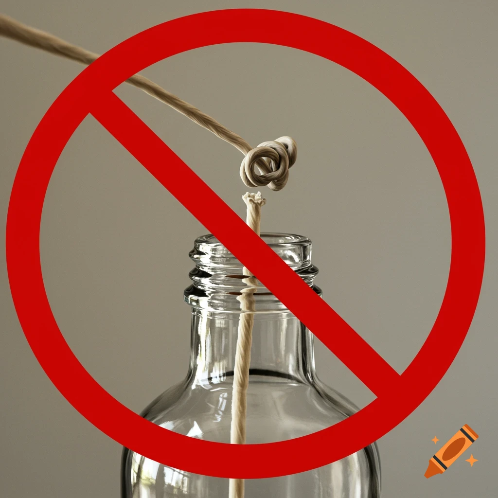 A clear glass bottle with a white wick inside, being pulled from the ...