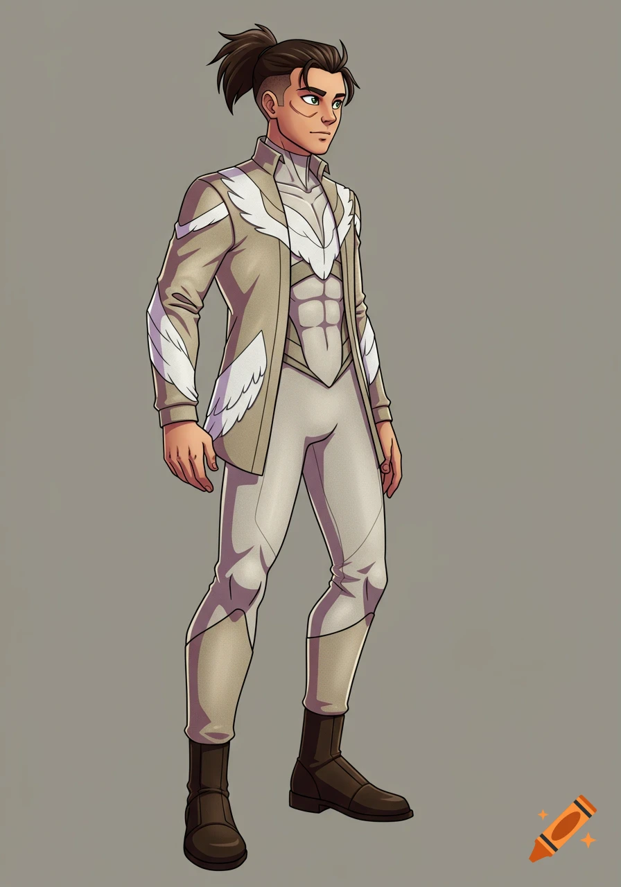 Concept art of young male hero in Ergo Proxy style with dynamic poses ...