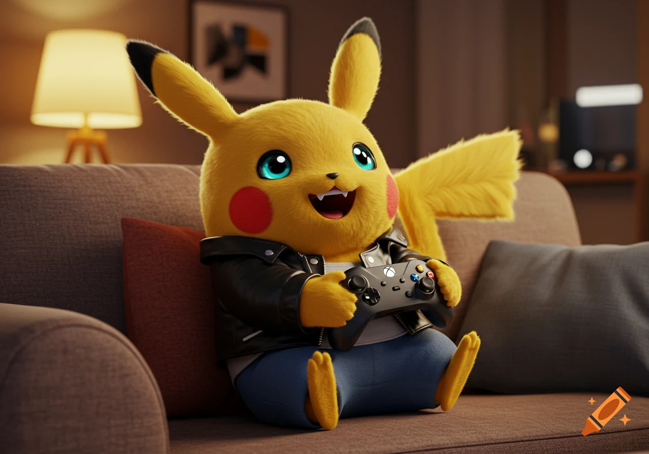 Half Puka Nacua, half Pikachu wearing LA Rams jersey on Craiyon