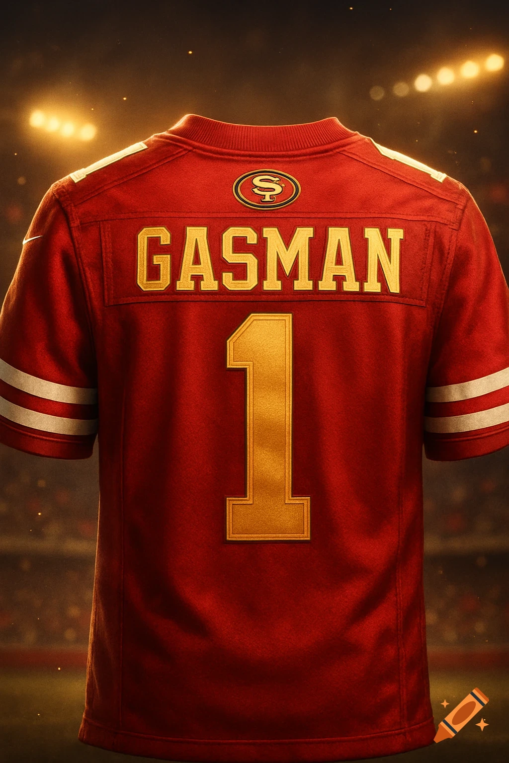 Red and gold football jersey with number 8 on the front and back, and ...