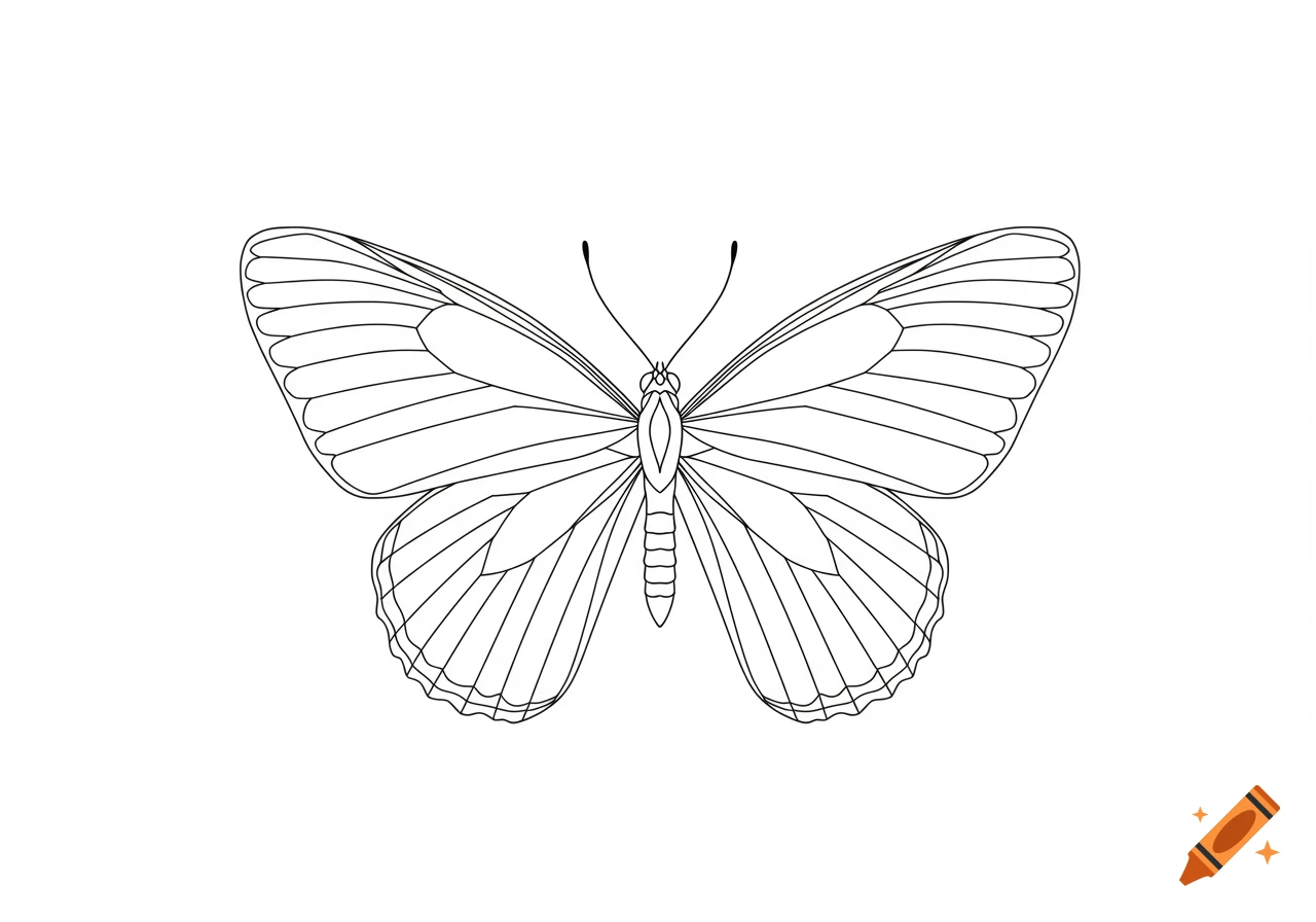 Simple Butterfly Line Drawing