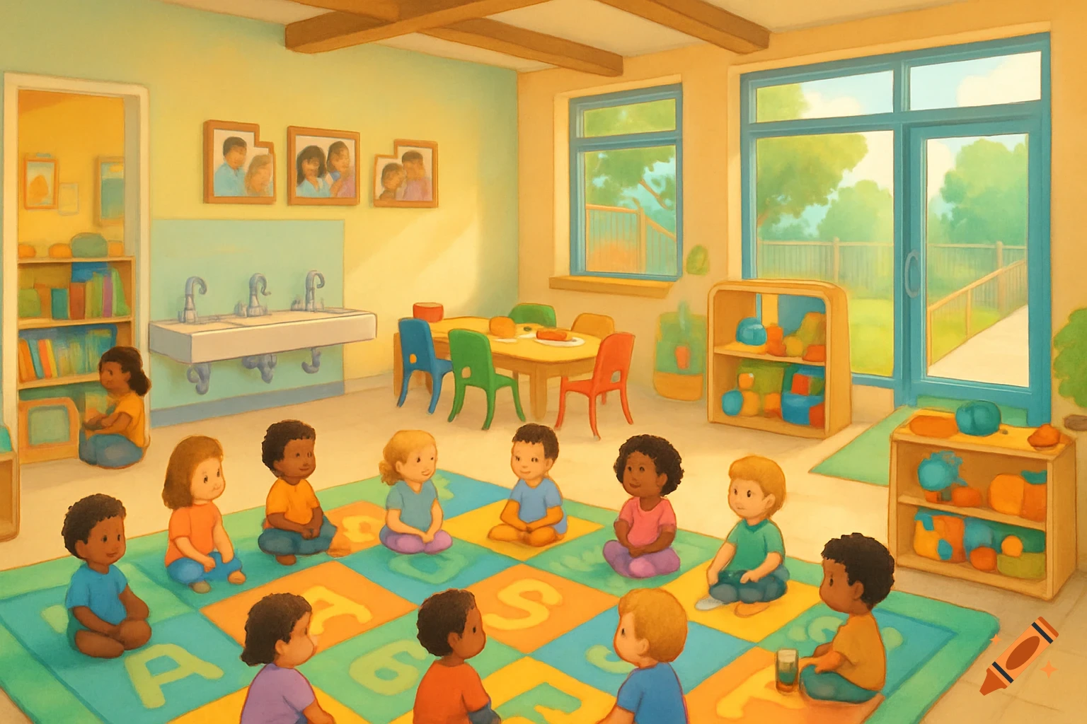 An illustration of diverse second-grade students in a colorful ...