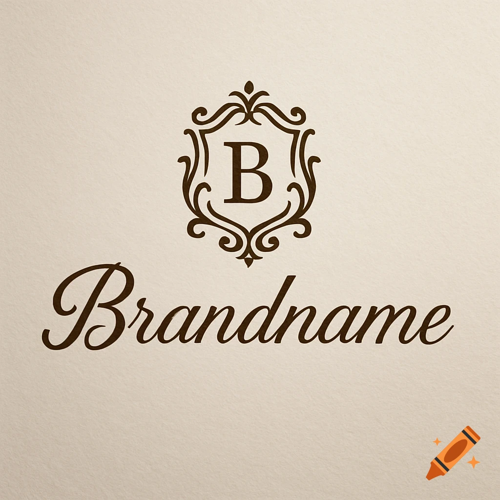 Vintage brown logo with ornate crest, letter B, and 'Brandname' in ...