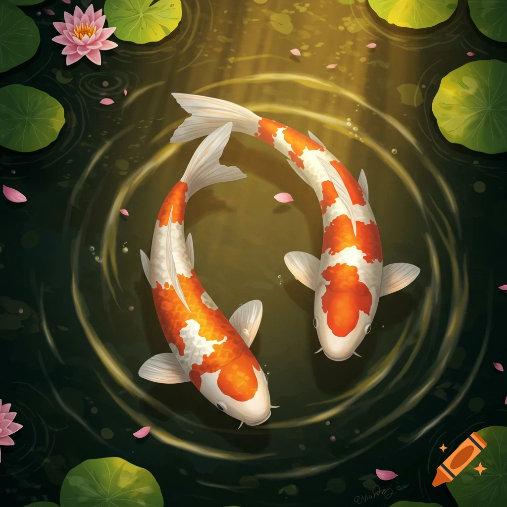 A vibrant orange and white goldfish flops on a wet, tiled floor, with ...