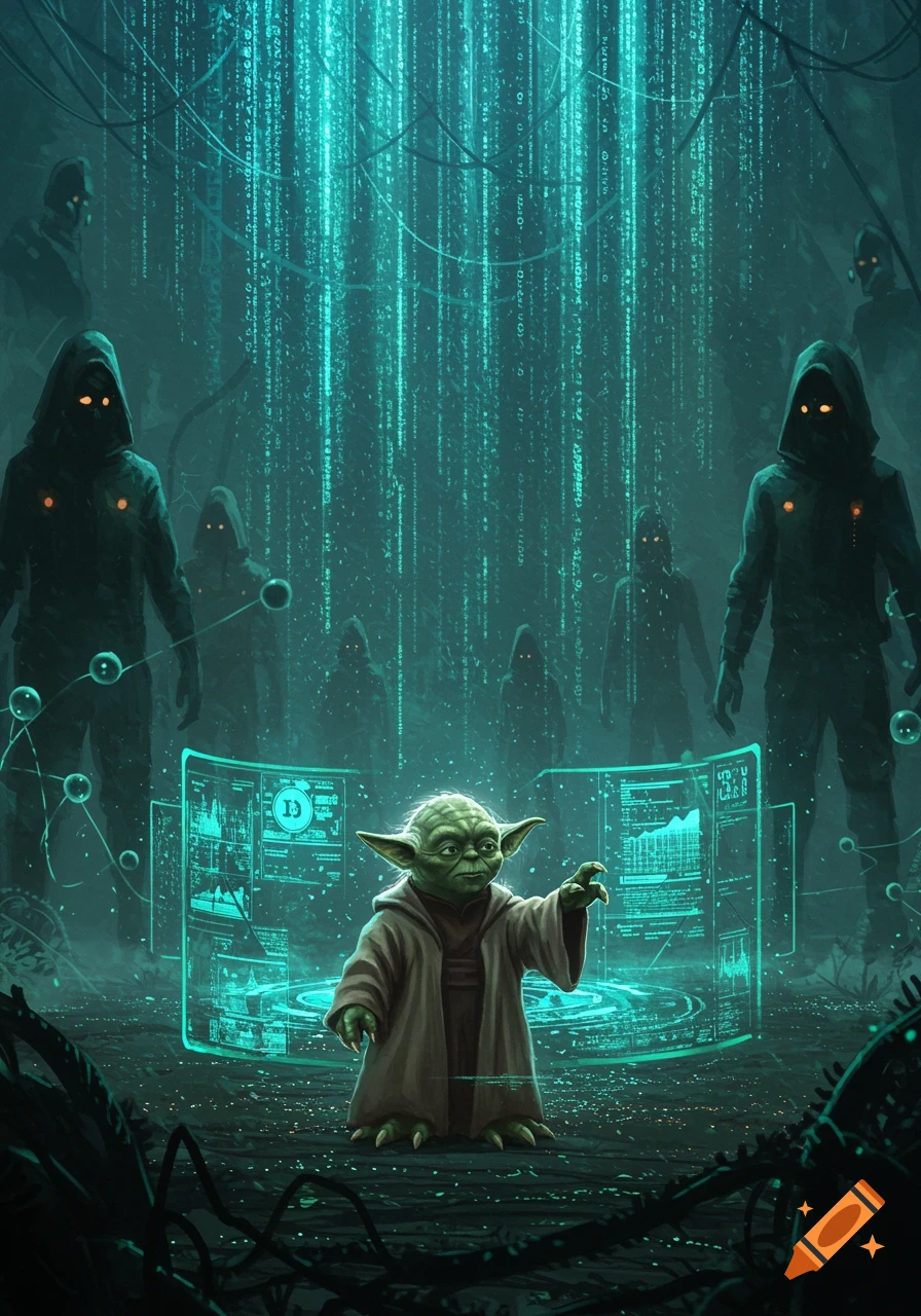 Emperor Palpatine casts lightning as Darth Vader works on glowing red ...