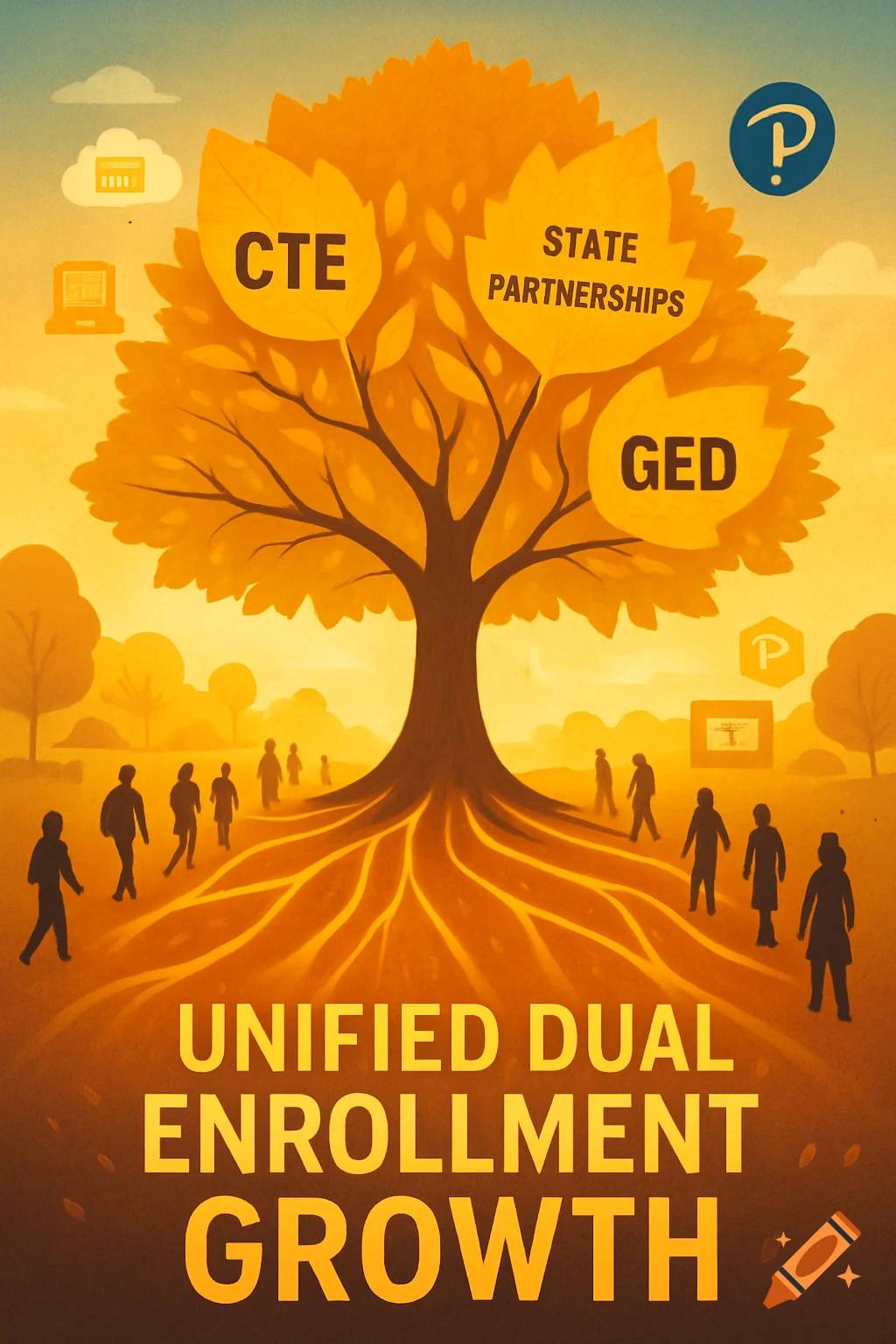 An inspirational illustration with a tree whose roots are circuit ...