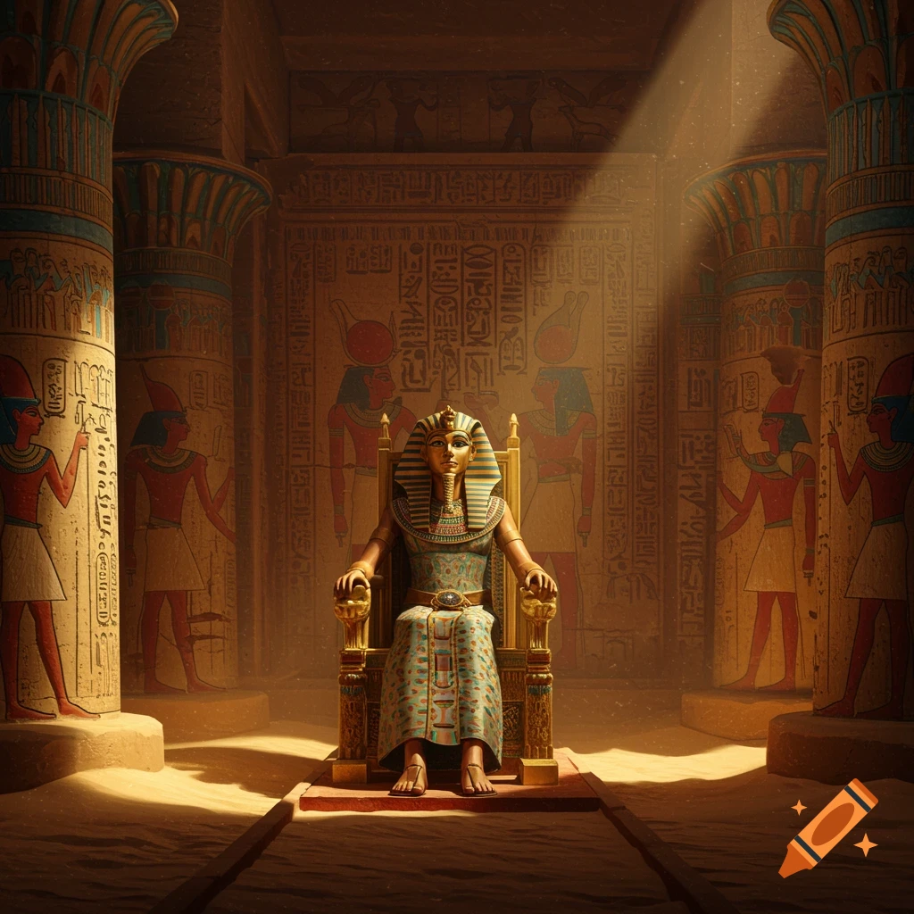 An epic, golden-hued artwork depicts the Egyptian god Ra in majestic ...