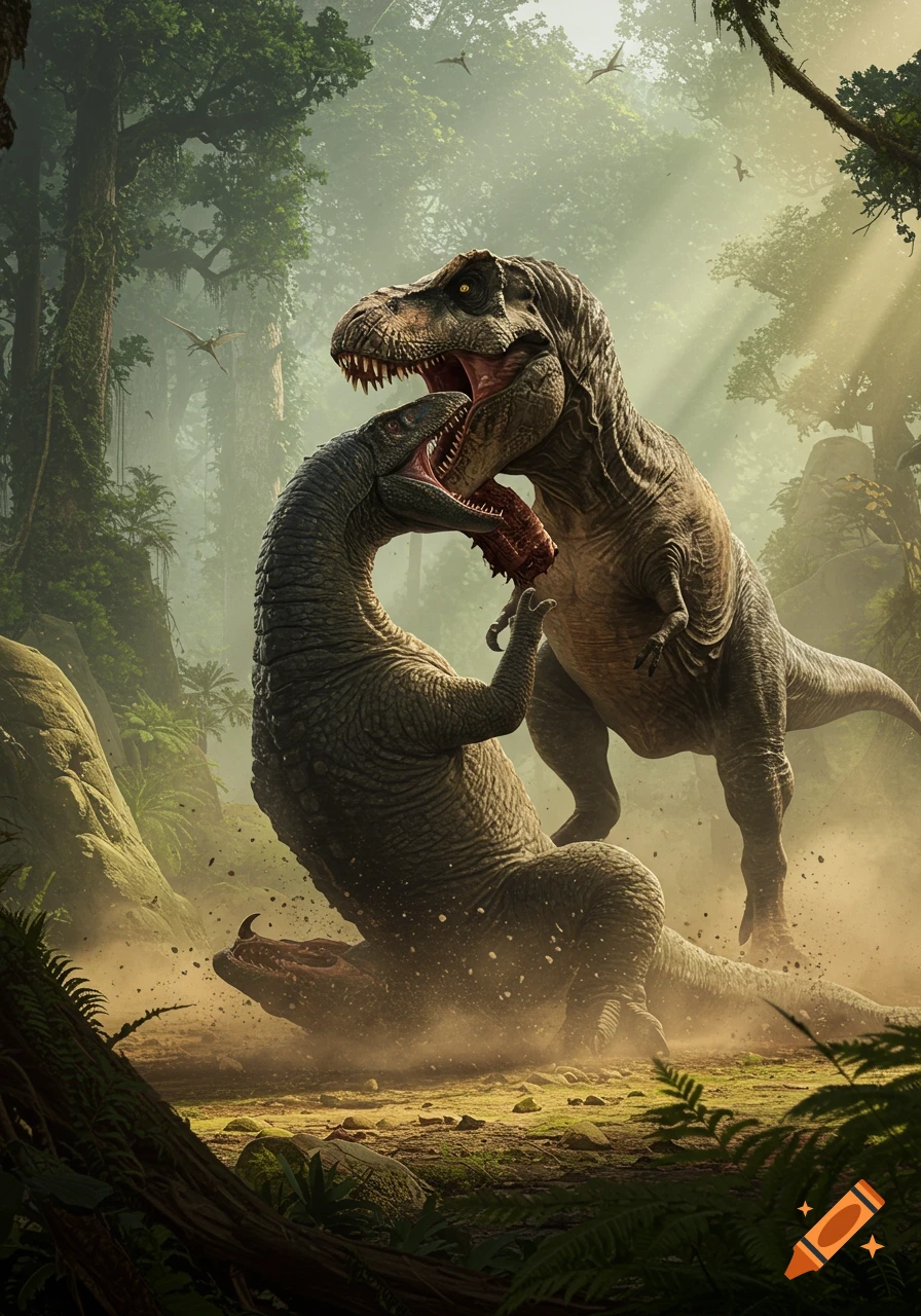 Cave painting of a Tyrannosaurus Rex riding a bicycle on Craiyon