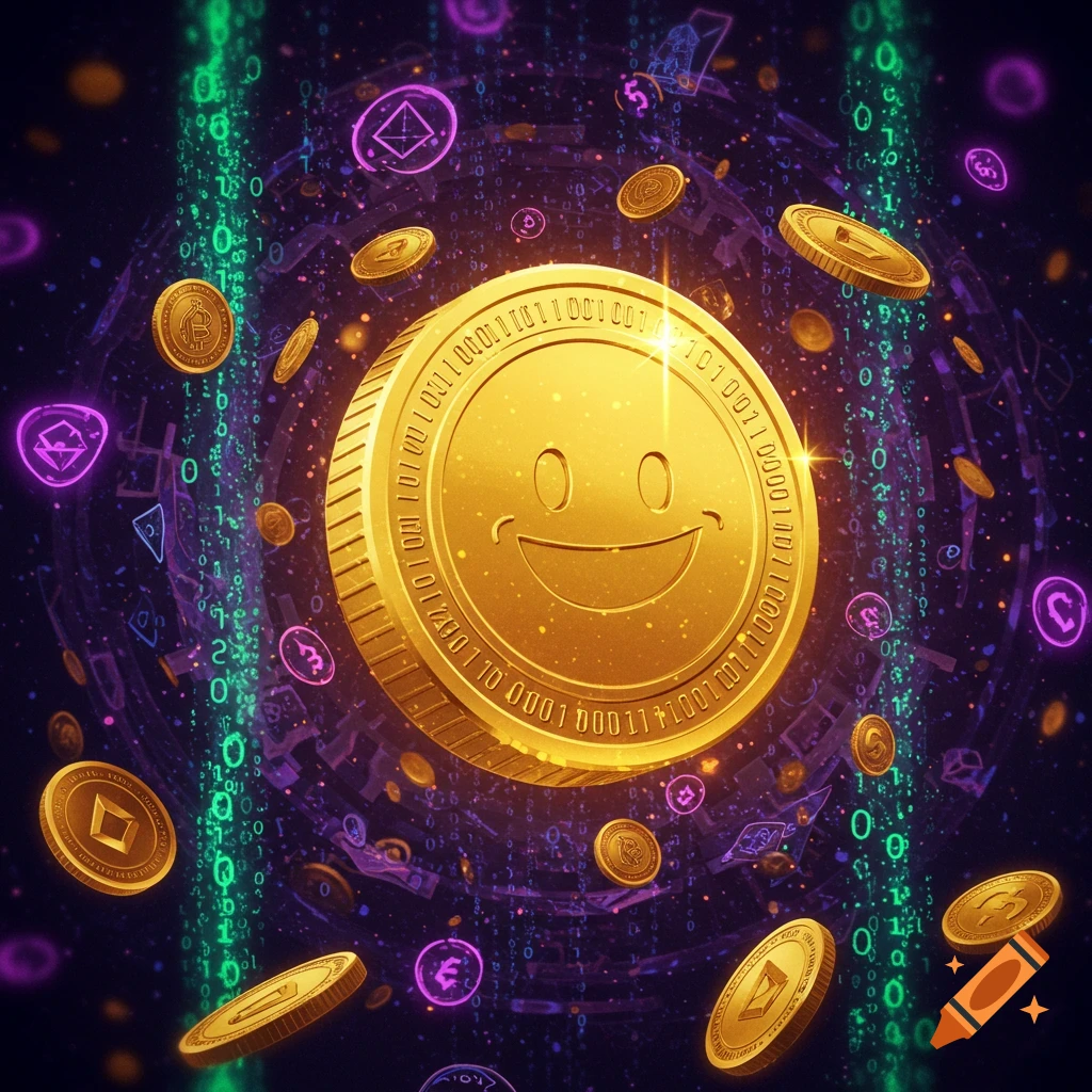 A cartoon anthropomorphic gold bitcoin coin in a black burglar mask ...