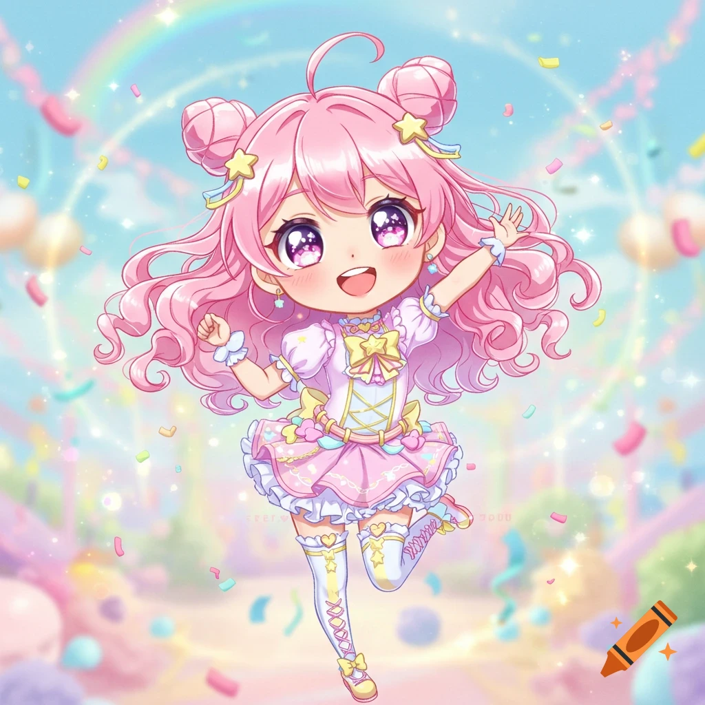 Cute and beautiful chibi anime girl in enemy monster role on Craiyon