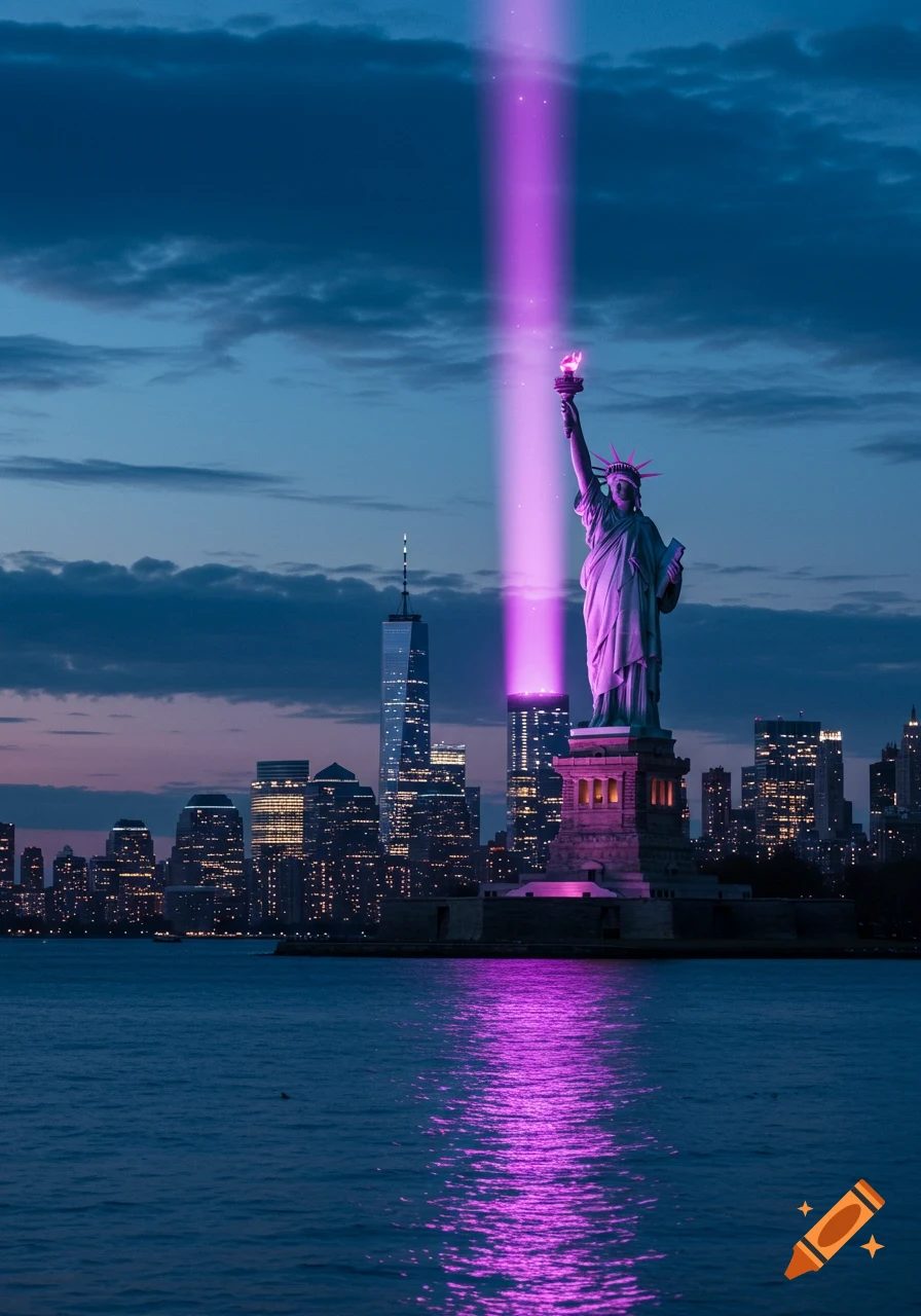 Pride flag wrapped around the Statue of Liberty on Craiyon