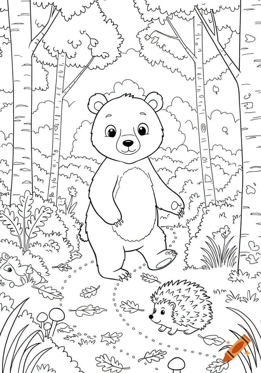 A black and white coloring book illustration of a cute rabbit in a ...