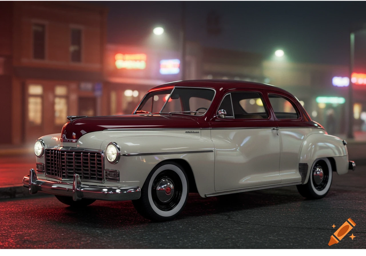 A two-tone white and black cherry 1947 Dodge d24 4-door sedan parked on ...