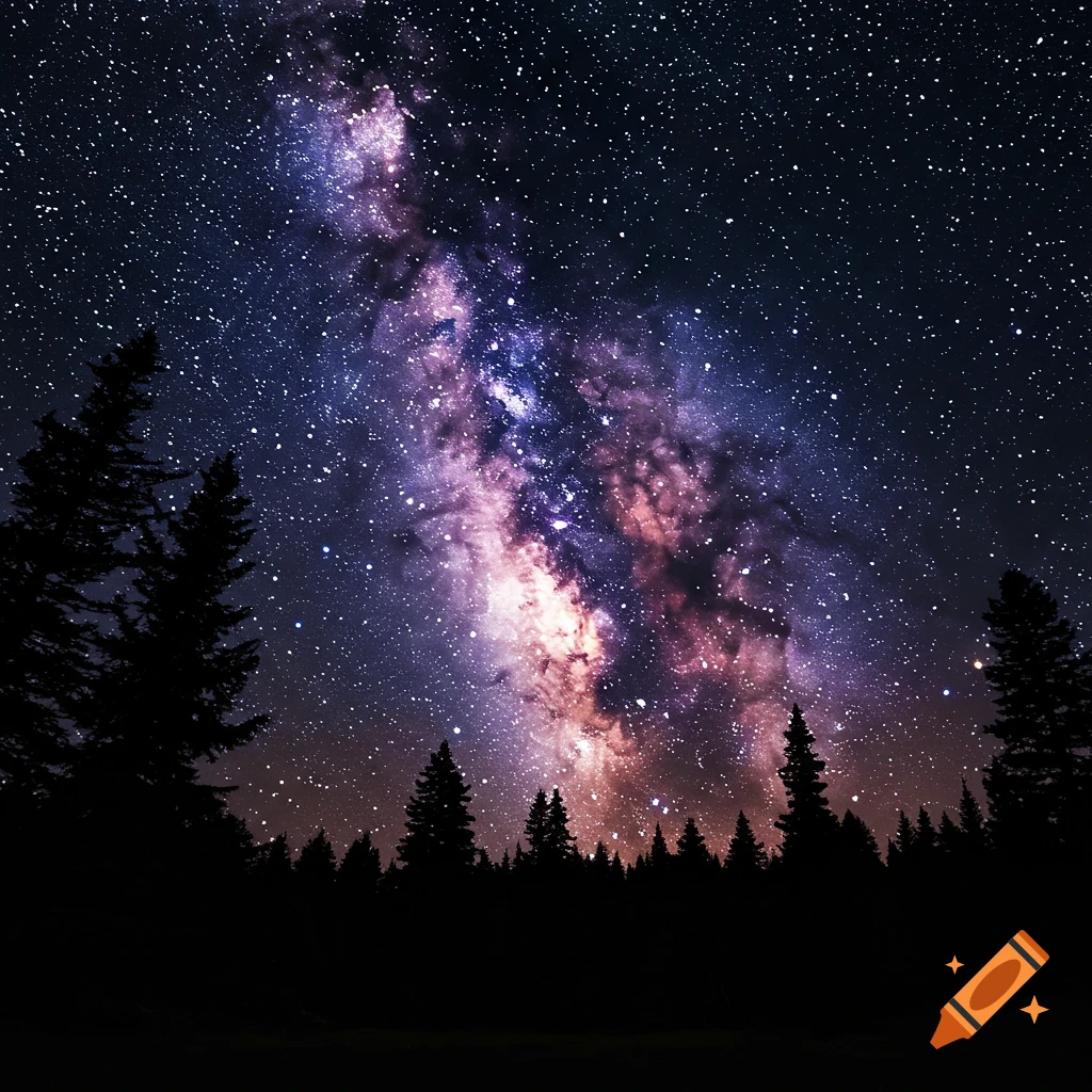 Digital painting of a vibrant blue Milky Way galaxy stretching across a ...