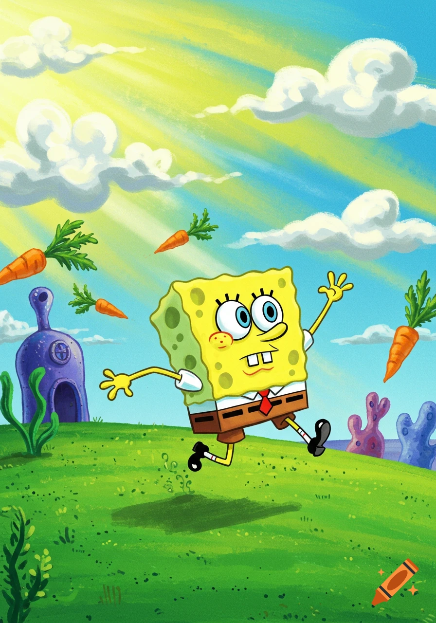 Photorealistic 3D render of a rugged, dirty SpongeBob SquarePants with ...