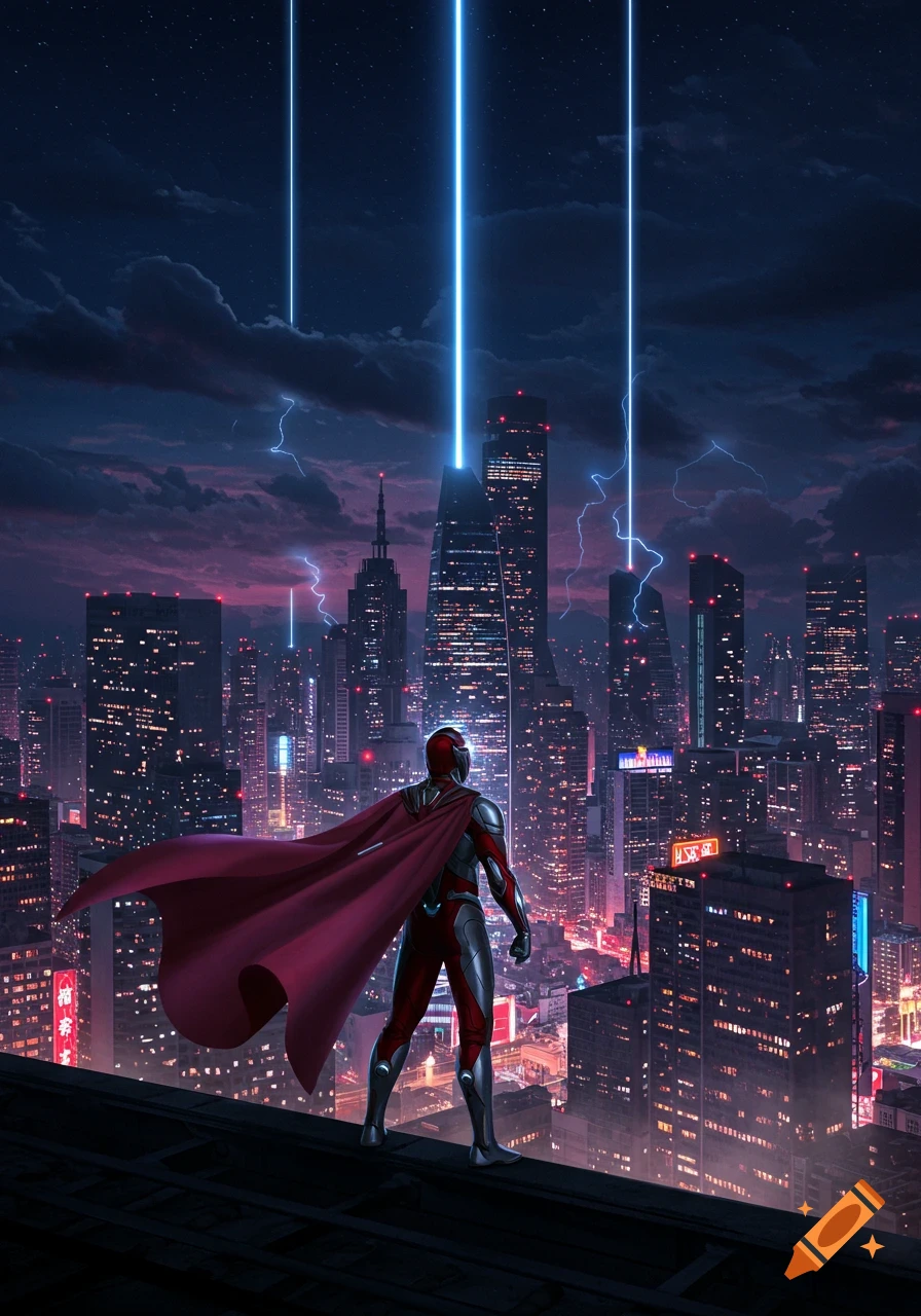 Brunette female superhero in an elaborate pink and gold suit with a ...