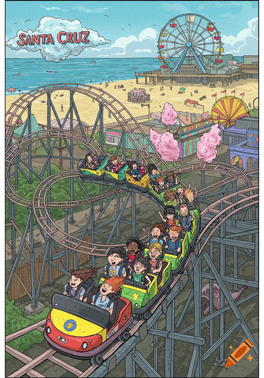 Illustration logo for 'Little Land of Fun' theme park, featuring a ...