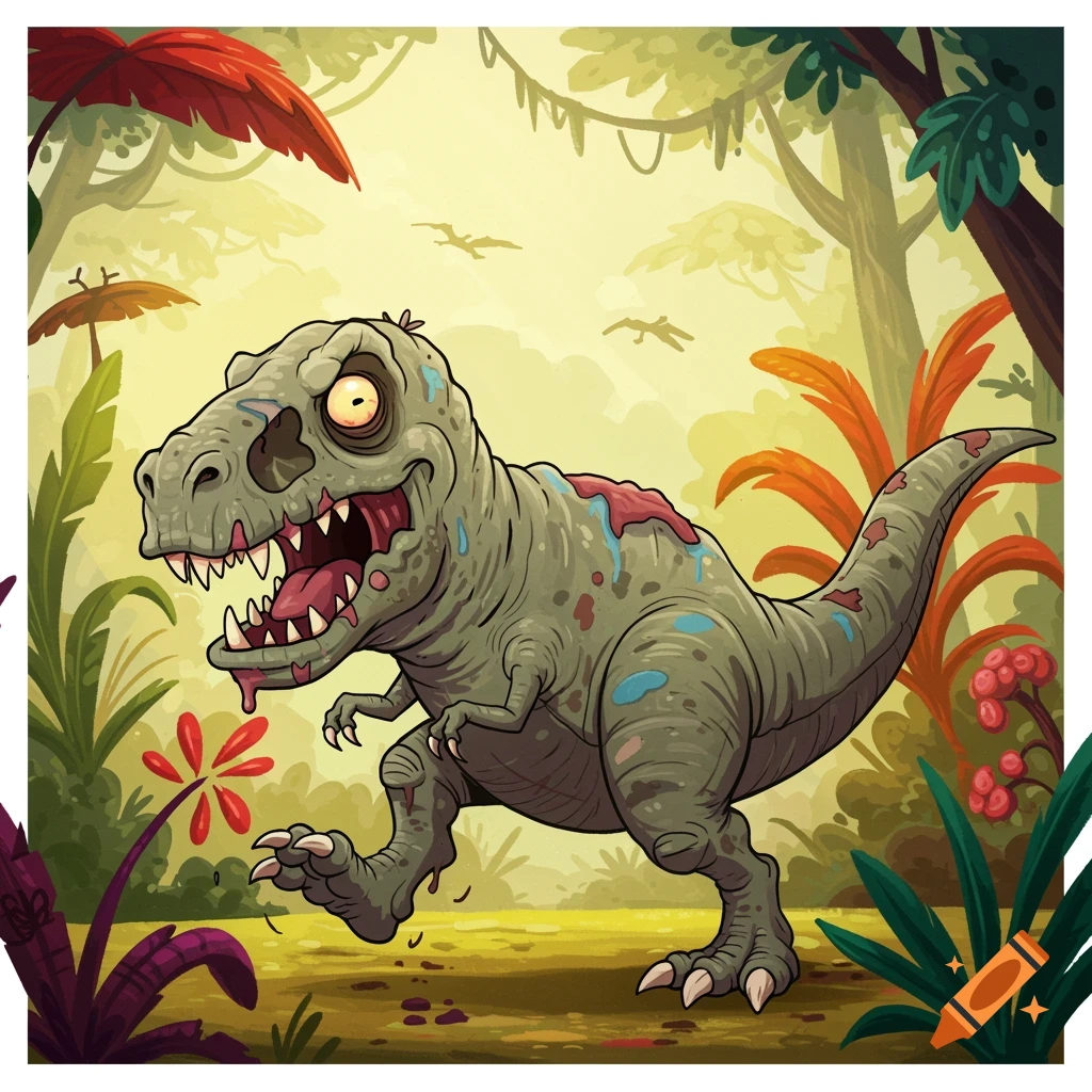 Cave painting of a Tyrannosaurus Rex riding a bicycle on Craiyon