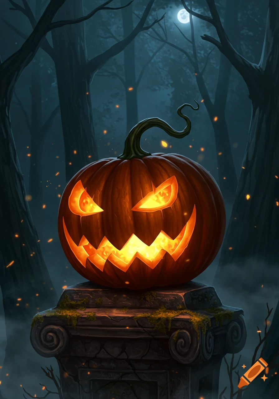 A glowing jack-o'-lantern with bat wings and a ghost-like bottom floats ...