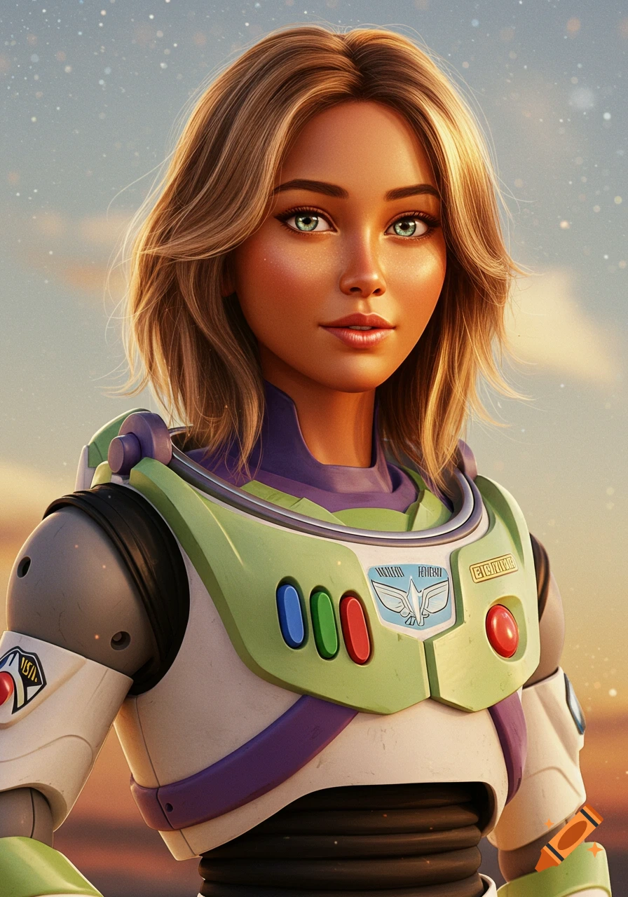 Realistic portrait of a young woman with light brown hair and green ...