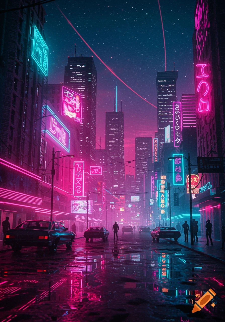 A lone figure sits on a blurred city street at dusk under a pastel sky ...