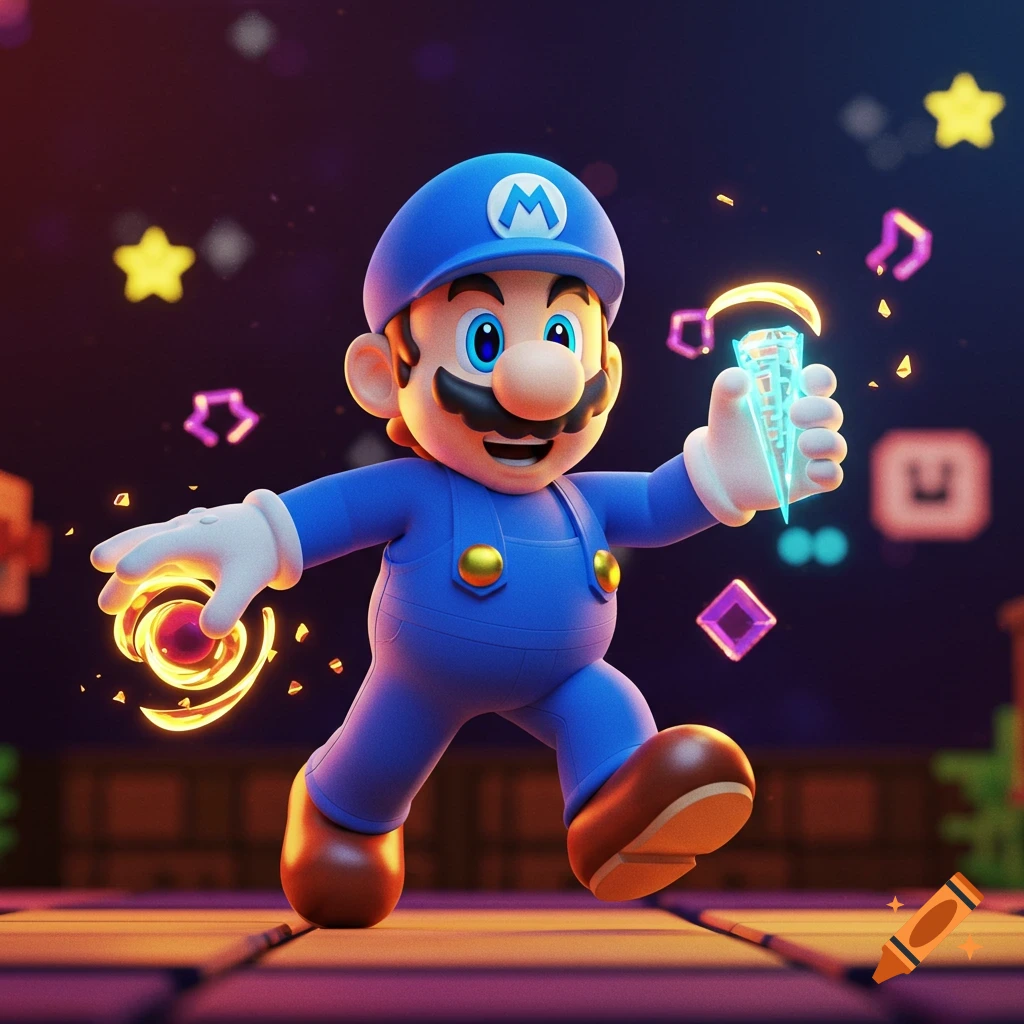 Bowser Jr. sits on a dark throne in a stylized Super Mario world ...