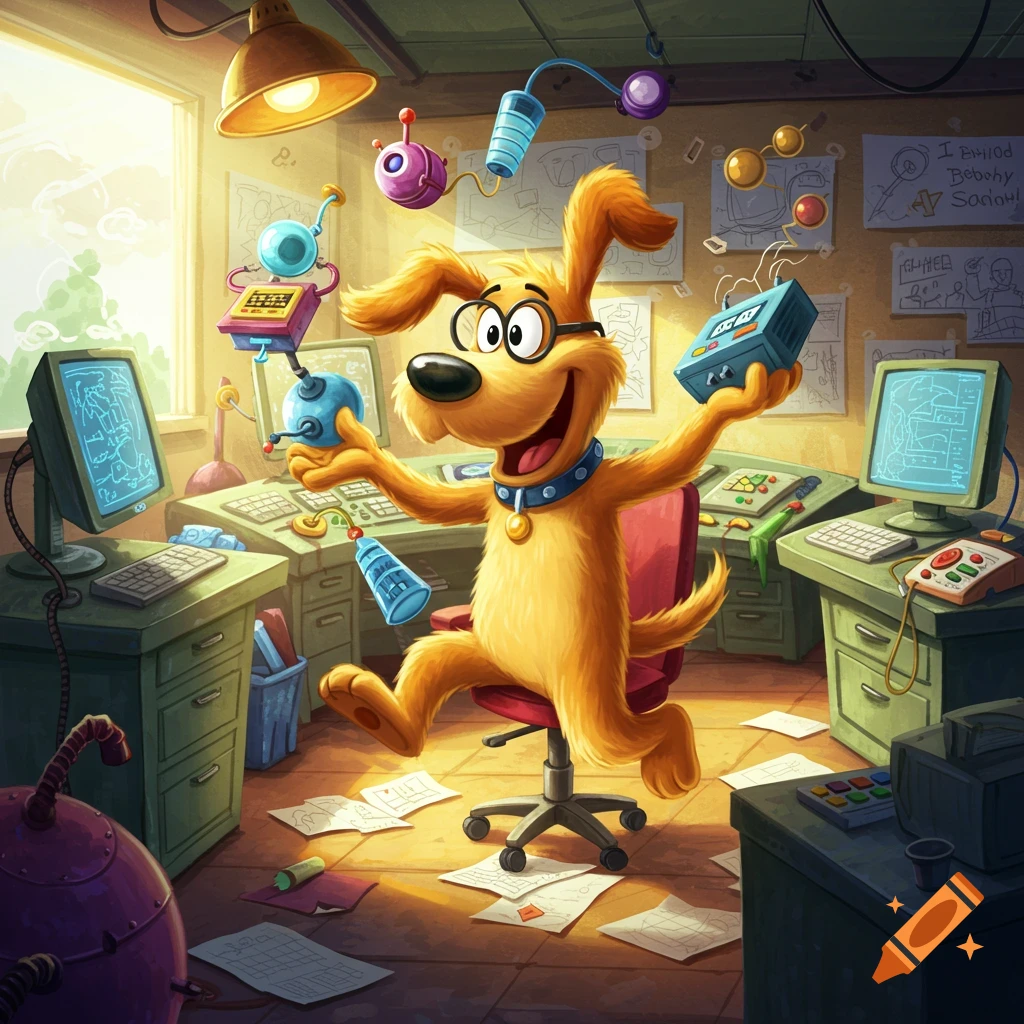 Rayman, a purple cartoon character with a red bow tie, stands on a ...