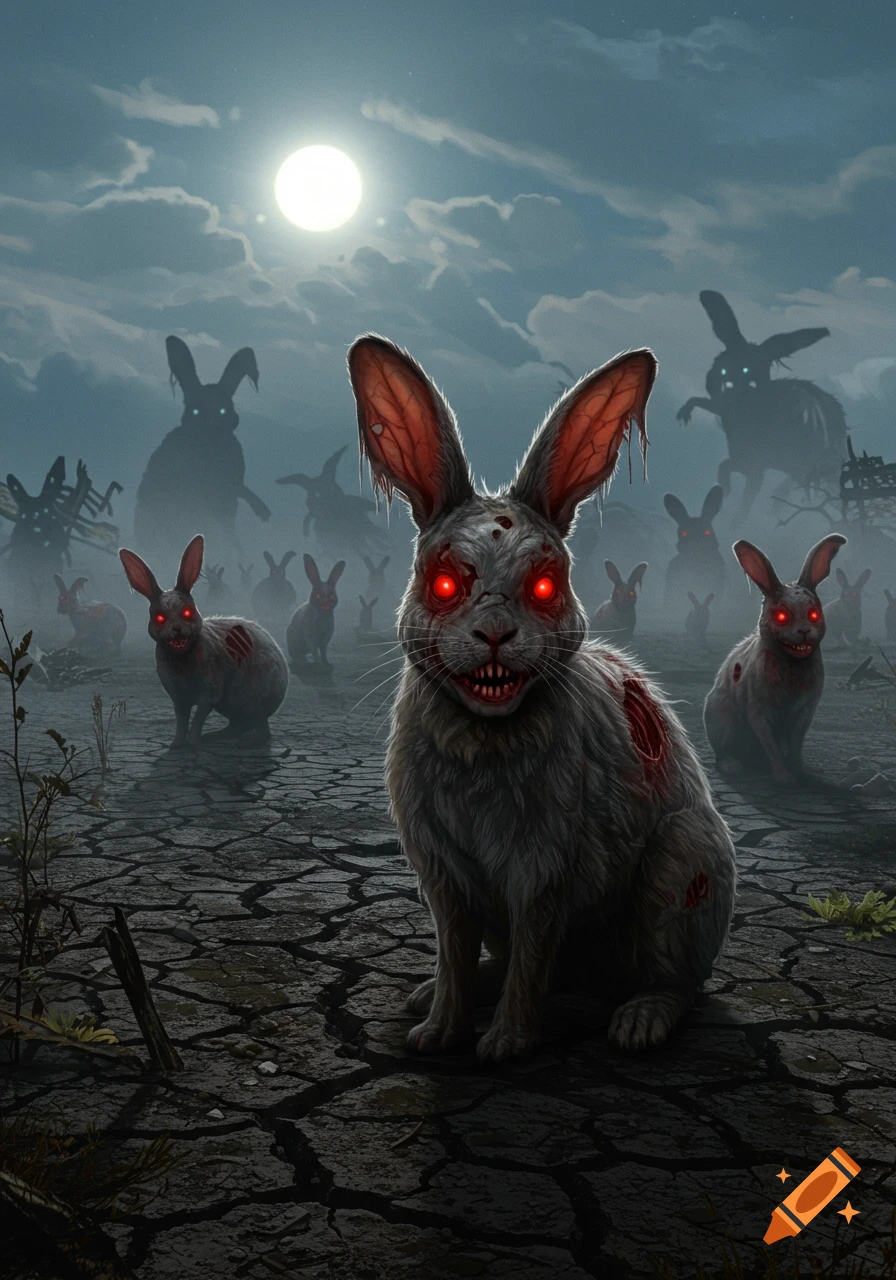 Gnarled zombie hand rises from a grave in a spooky graveyard with a ...