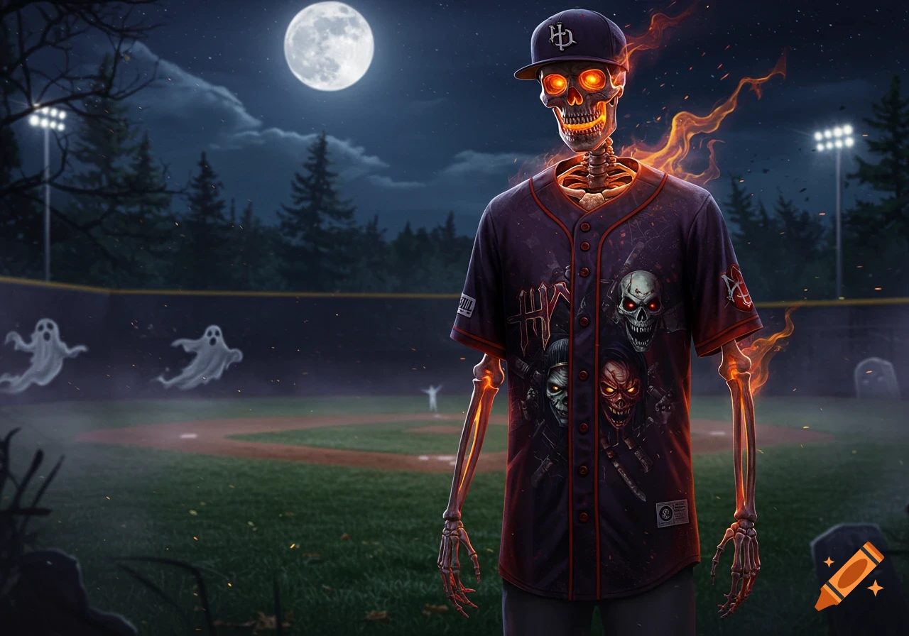 A 3D wooden stick figure holds two baseball bats on a baseball field at ...