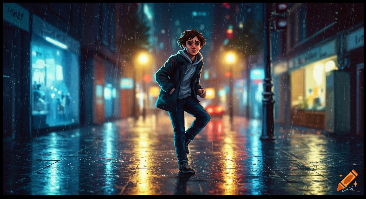 Two people walk along a cobblestone path next to a canal, framed by ...