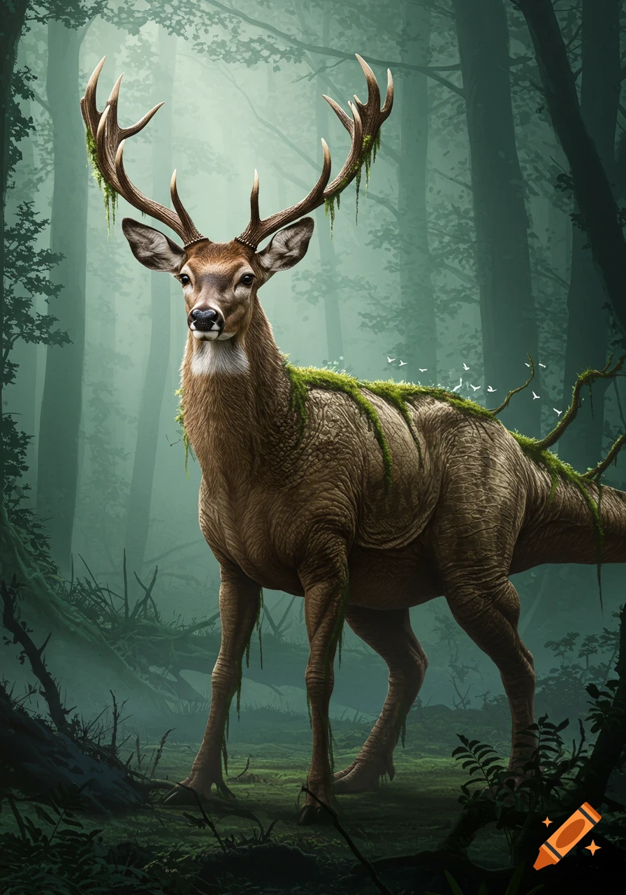 A deer with teary eyes looking at a lion in a large field. JPG format ...