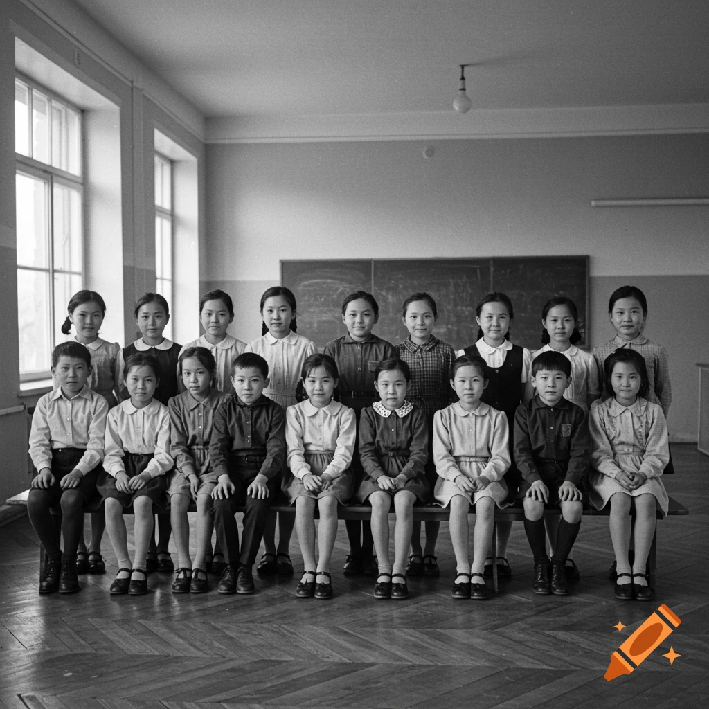 Black and white photo of children posing for a vintage school class ...
