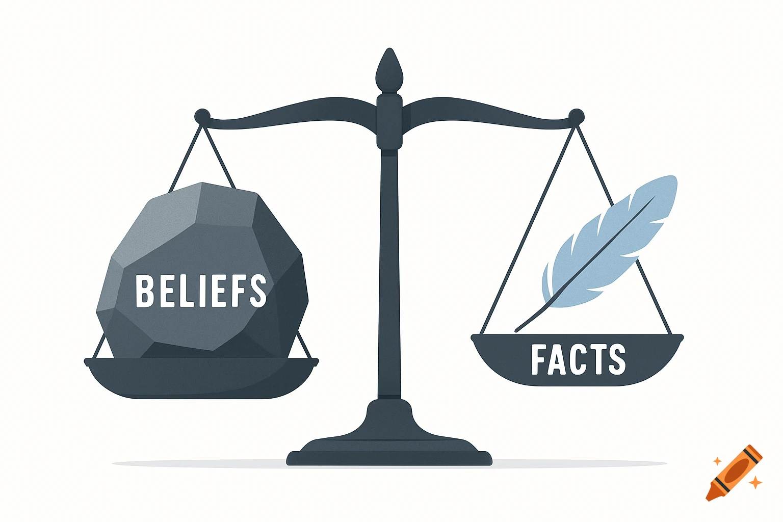 A conceptual illustration of a balance scale with a heavy rock labeled ...