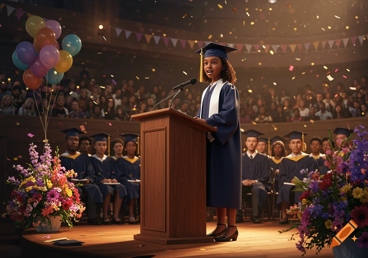 A large group of excited students in purple and white, cheering and ...