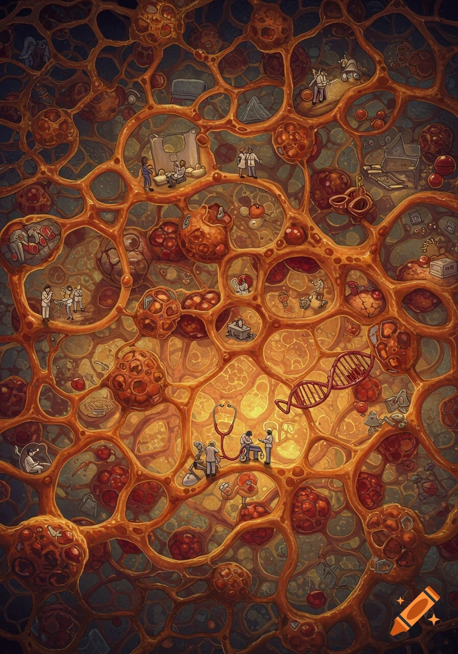 Semi-abstract art of an intricate branching biological network with ...