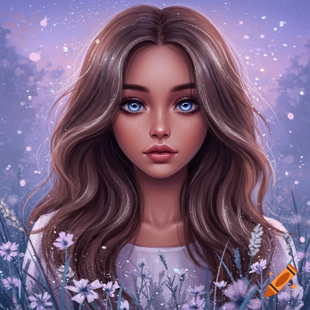 Cute animated girl with freckles and dark brown hair on Craiyon