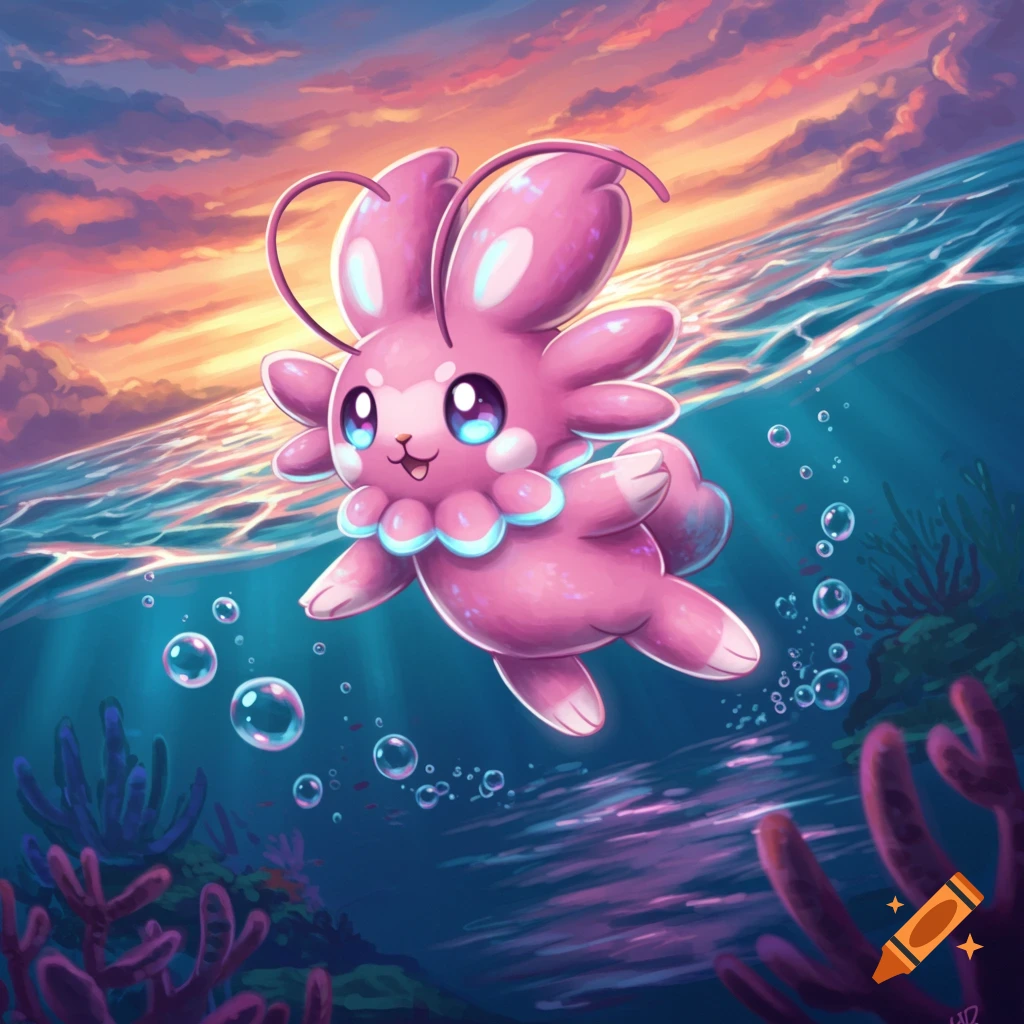 Ergiprim, a mid-sized Pokemon with large blue ears on Craiyon